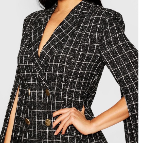 Boohoo | Dresses | Boohoo Button Front Split Sleeve Blazer | Poshmark